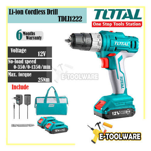 Total TDLI1222 Cordless Drill Power Tools Li-ion 12V | Lazada