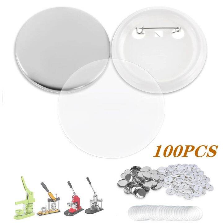 Plastic/Metal Blank Badge Pin Button Parts, 100Pcs DIY Badges Set For ...