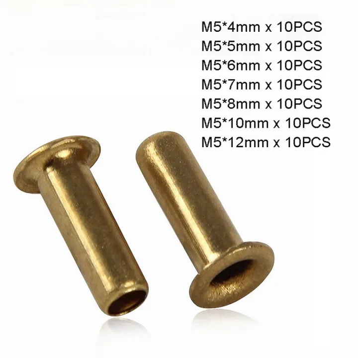 M5 Brass Eyelet Hollow Tubular Rivets Through Nuts Kit Length 4/5/6/7/8 ...