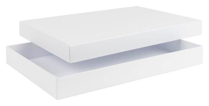 White Cardboard Box A4 with Lid Open Box White Glossy Laminated Box ...