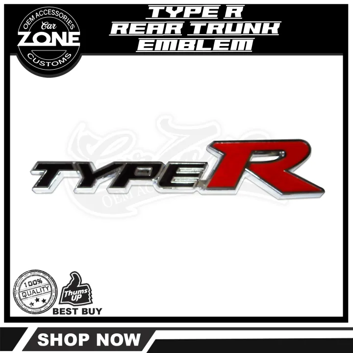 Type R Rear Trunk Emblem for Honda Cars (Black/Red) | Lazada PH