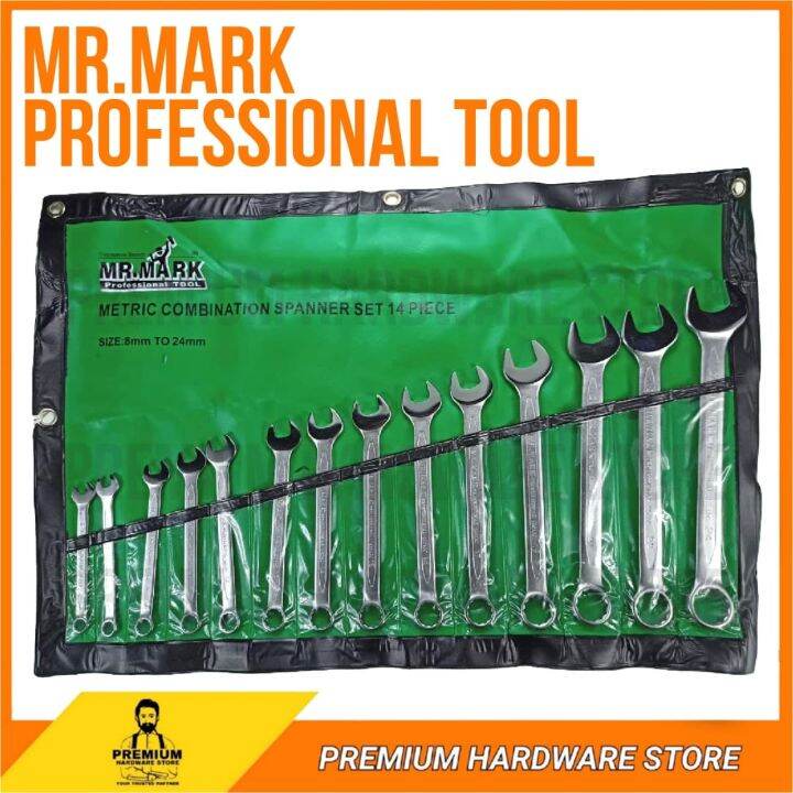 MR.MARK Metric Combination Spanner Set 14 Pieces (8MM - 24MM) Set Spanar Sepana 扳手 | Lazada