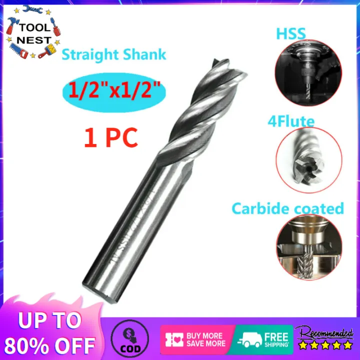 Tool Nest 1 PC 1/2'' Shank Carbide CNC 4 Flute Spiral Bit End Mill ...