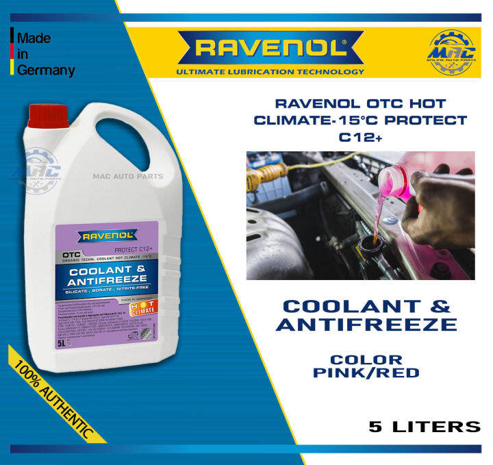 RAVENOL OTC Hot Climate C12+ coolant & antifreeze PINK/RED 5 Liters and ...