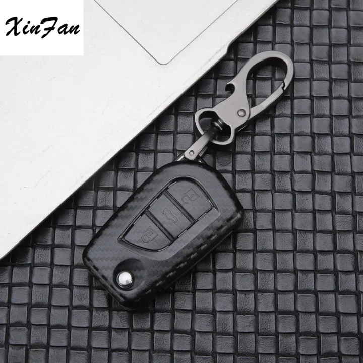 XINFAN Carbon Fiber ABS Car Remote Key Holder Full Cover For Toyota ...