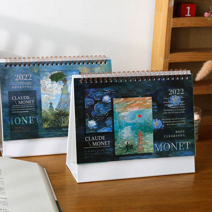 2022 calendar oil painting Monet Art Mini Notepad desk calendar large ...