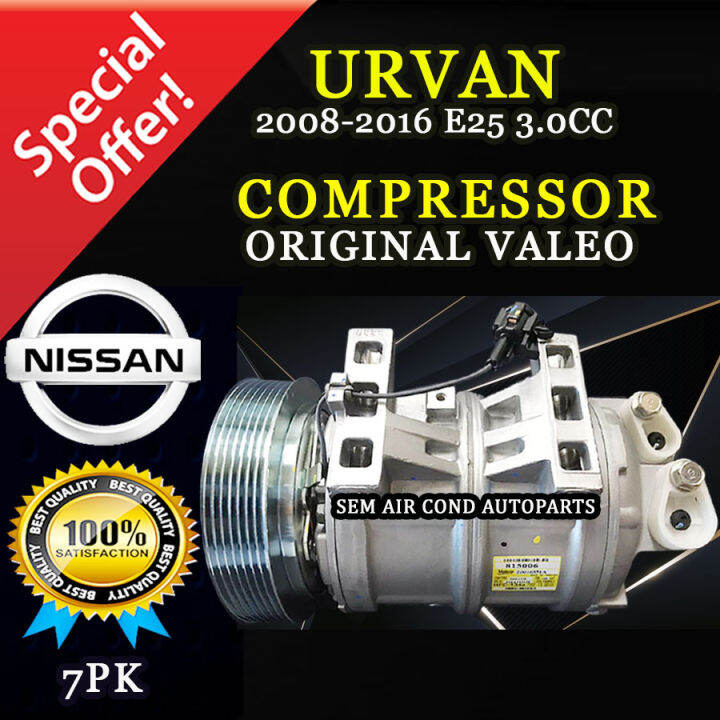 NISSAN URVAN E25 2008-2016 YEAR 3.0CC ORIGINAL VALEO 7PK COMPRESSOR/ KOMPRESOR (CAR AIRCOND ...