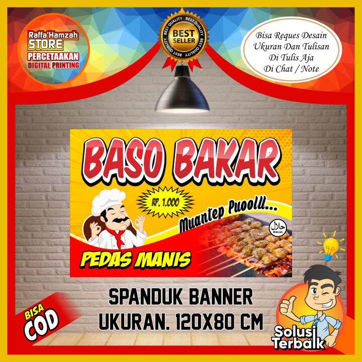 Spanduk Bakso Bakar , banner Bakso Bakar ukuran 80 x 120 cm | Lazada ...
