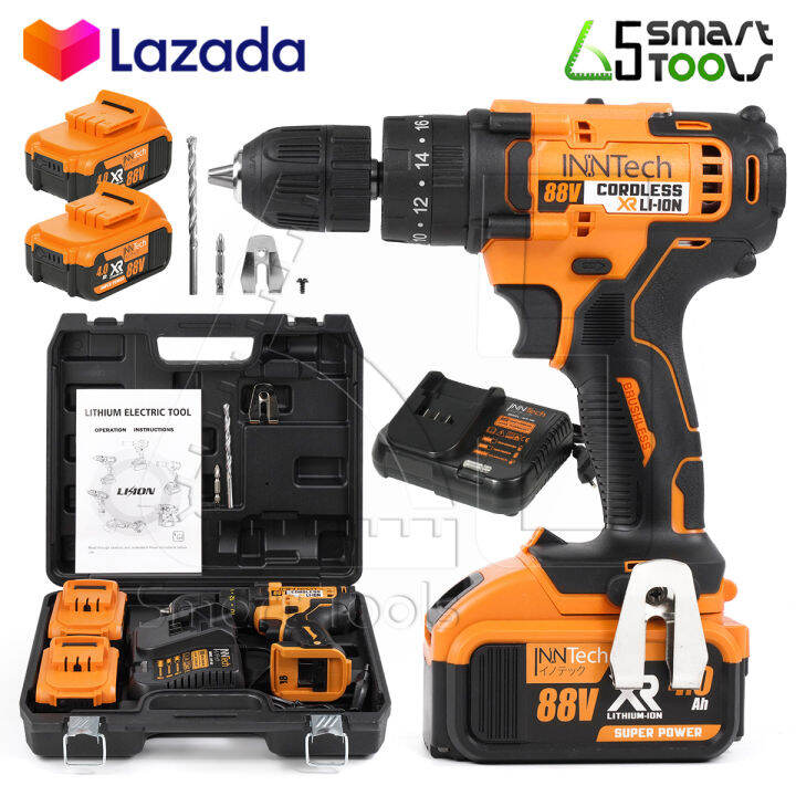 InnTech สว่านไร้สาย สว่าน สว่านกระแทก 3 ระบบ 88V **เจาะกระแทกได้** รุ่นใหม่! แบตเตอรี่ ลิเธียม ...