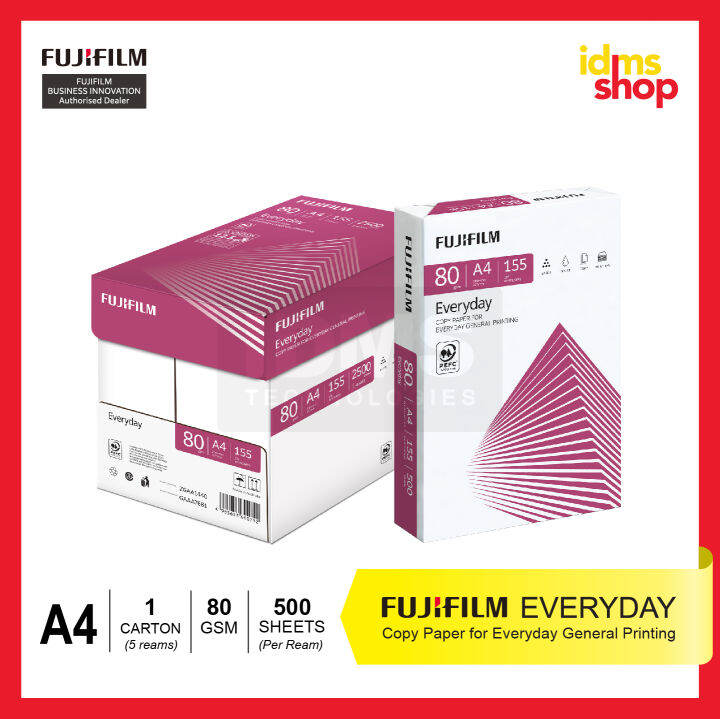 FUJIFILM Everyday A4 Paper 80gsm 1 Carton (5 reams) (Reliable, High-quality result across all ...