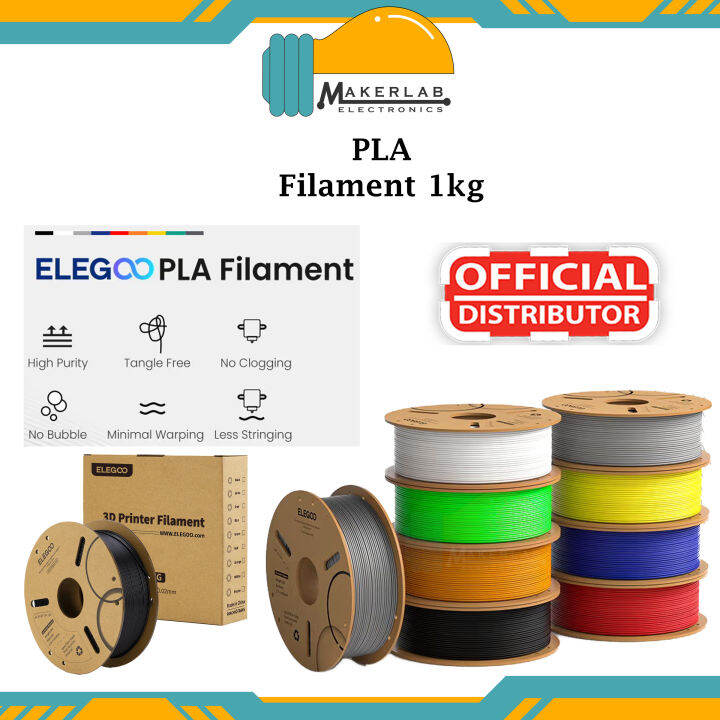 ELEGOO PLA Filament 1.75mm 1KG Cardboard Spool 3D Printing Filament ...