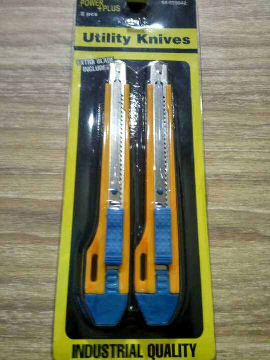 Power plus cutter Pisau Cutter Dorong Ukuran sedang Gagang Karet Knife ...