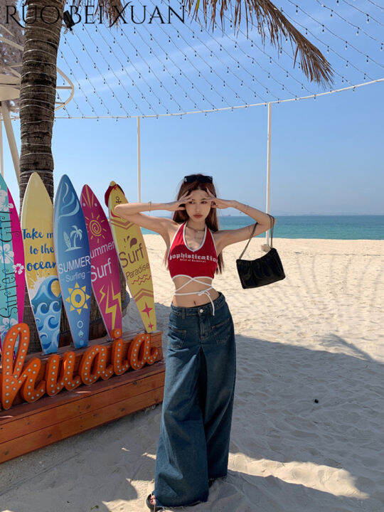 Ruo Bei Xuan เสื้อคล้องคอแขนกุดสำหรับเด็กผู้หญิงสีสันสดใสเสื้อสายเดี่ยว ...