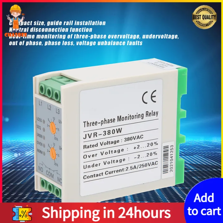 chasoee【In stock】Over Under Voltage Protector JVR‑380W Phase Sequence ...