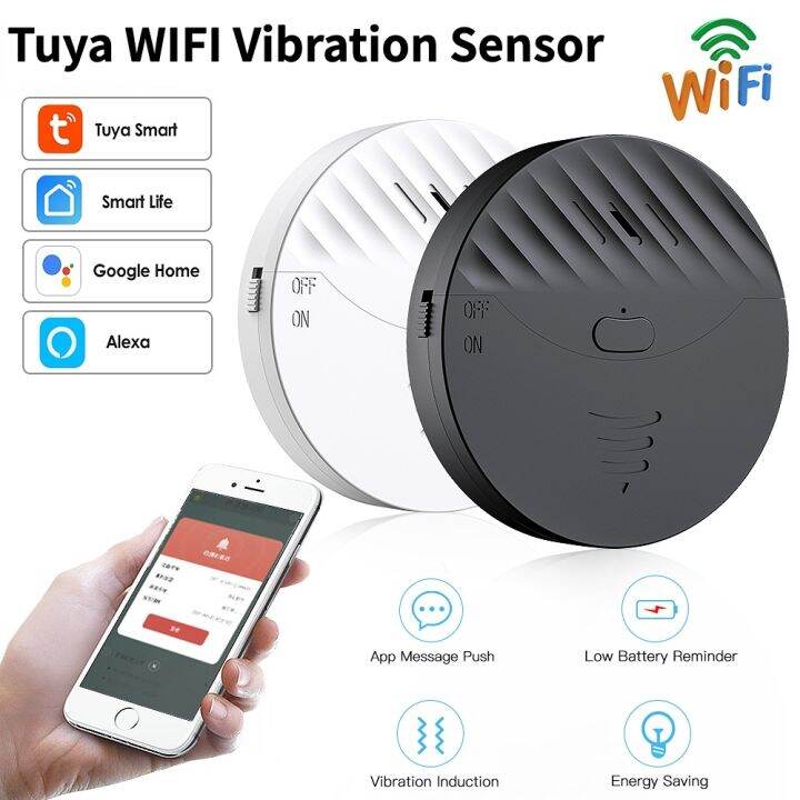 Tuya WiFi Vibration Sensor Window Door Wireless Break Detector 130dB ...