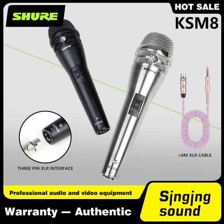 SHURE ksm8 ไมโครโฟนแบบไดนามิก ไมโครโฟนมีสาย ไมค์ร้องเพลง ไมค์ลอยเสียงดี ไมโครโฟน ล้างไมโครโฟน ...