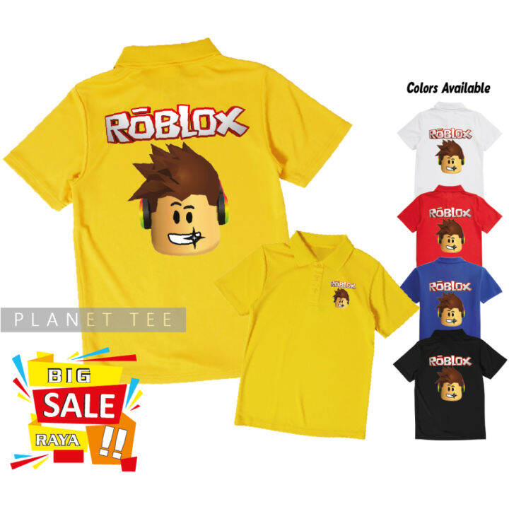 [Premium Quality] ROBLOX HEAD Polo Collar Kids Shirt Raya Baju Kolar ...