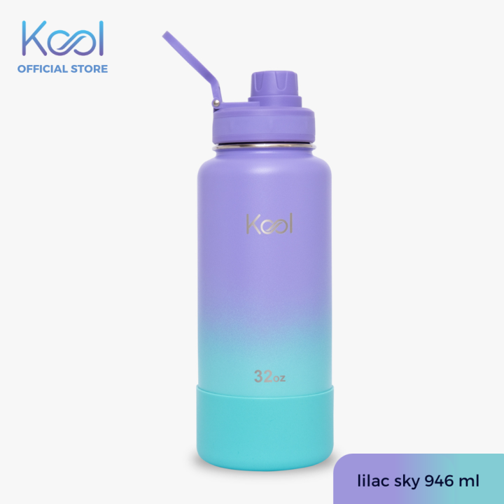 Kool 946 ml (32 oz) Insulated Stainless Steel Water Bottle With Silicone Boot (Lilac Sky ...