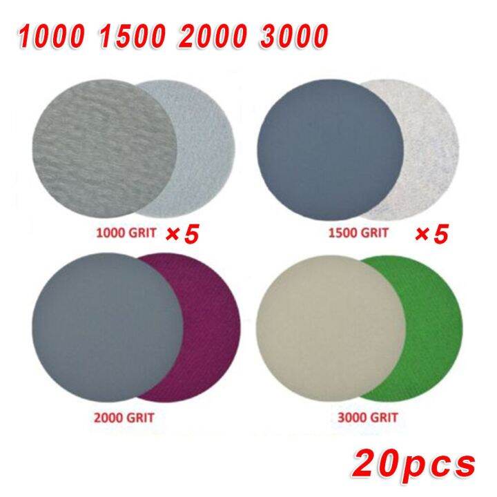 20Pcs 3/5 Inch Wet Dry Sanding Paper Sand Pads Set 1000/1500/2000/3000 ...