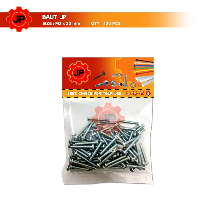 BAUT JP M 3 x 20 MM - SEKRUP SKRUP BAUT JP 3x20 ISI 100 PCS | Lazada ...