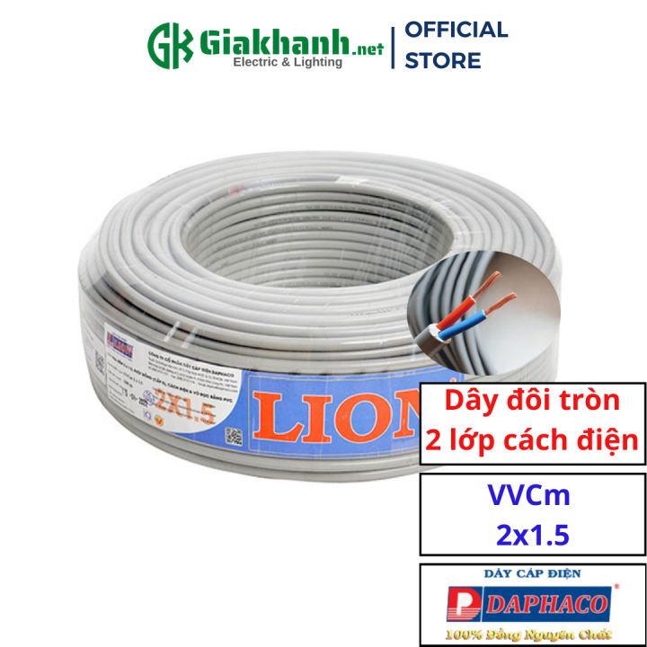 Dây Điện Đôi Mềm Tròn, 2 Lớp Cách Điện Daphaco VVCm 2x1.5mm2 | Lazada.vn