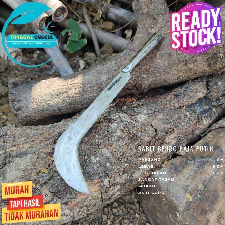 Sabit Rumput Model Bendo Baja Putih Tajam Siap Pakai - Sabit Gagang ...