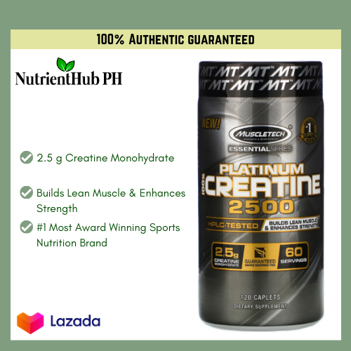 Muscletech Essential Series, Platinum 100% Creatine 2500, 120 Caplets ...