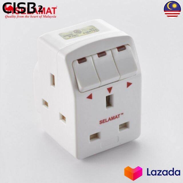 Selamat SA-32 (SIRIM) 3Way Multi Adaptor 13A Fuse Pin Extension with ...