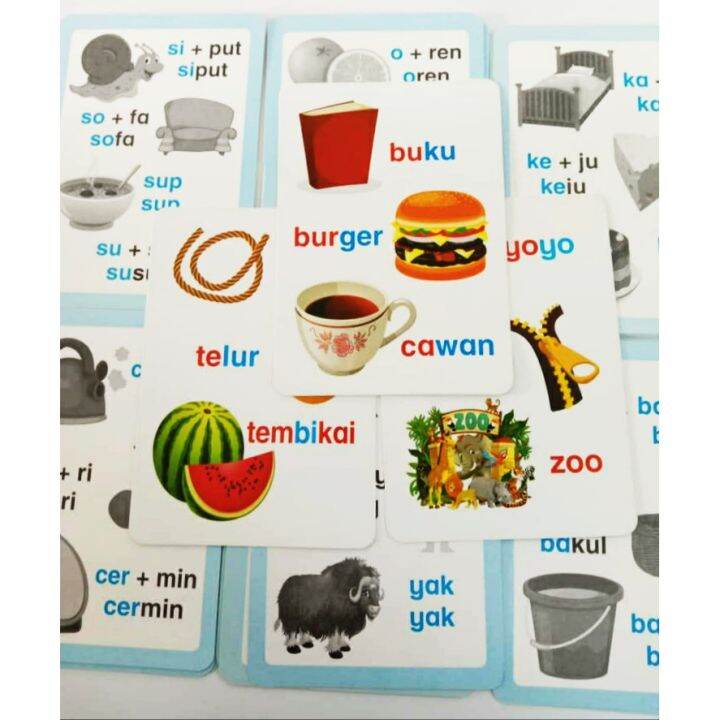 Flash Card Perkataan Pertama Kad Imbas Bijak 100 abc tadika prasekolah ...