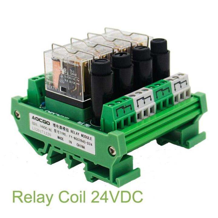 4 Channel 1 SPDT DIN Rail Mount OMRON G2R 24V DC/AC Interface Relay Module | Lazada