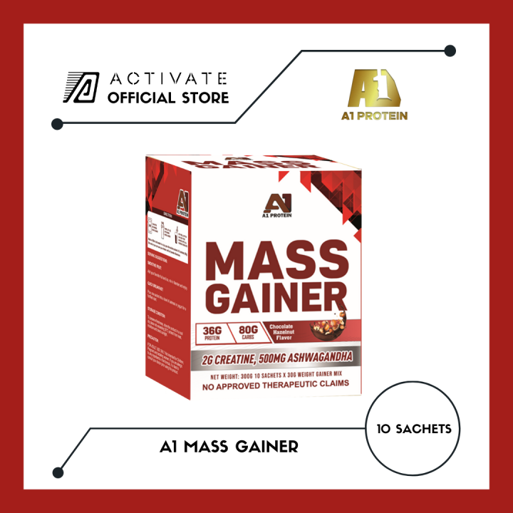 A1 Protein Mass Gainer- 10 Sachets, 36g of protein, 80g of carbs per ...