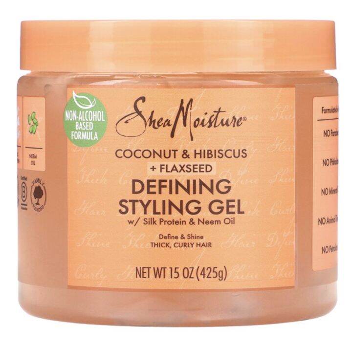 SheaMoisture, Defining Styling Gel, Coconut & Hibiscus + Flaxseed, 15 ...