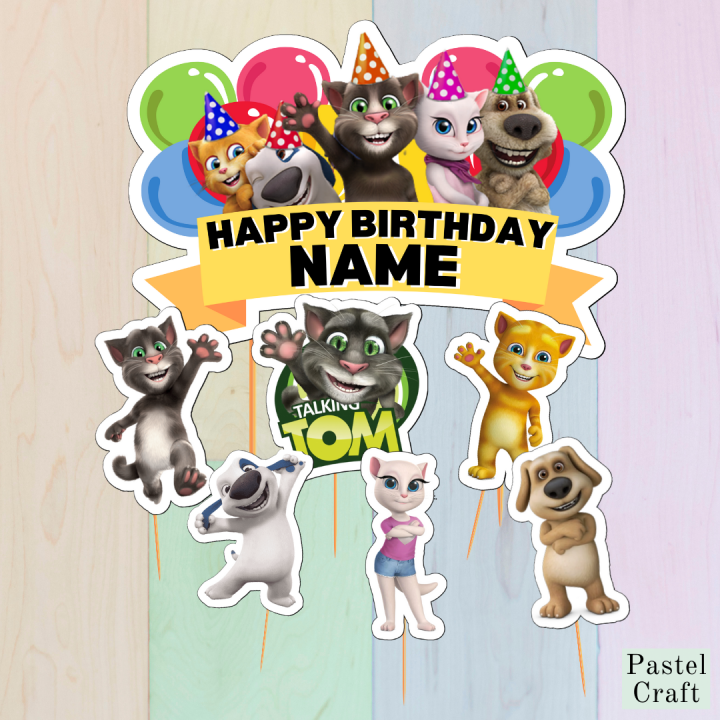 My Talking Tom Customized Cake Topper for Birthday Party / Events ...