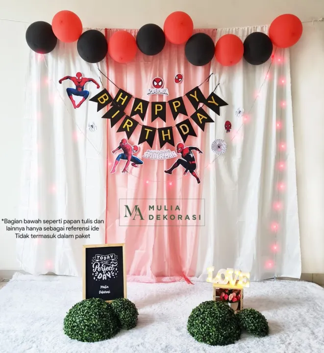 Backdrop Dekorasi UlangTahun Happy Birthday Pesta Anak Paket Sp1derm4n ...