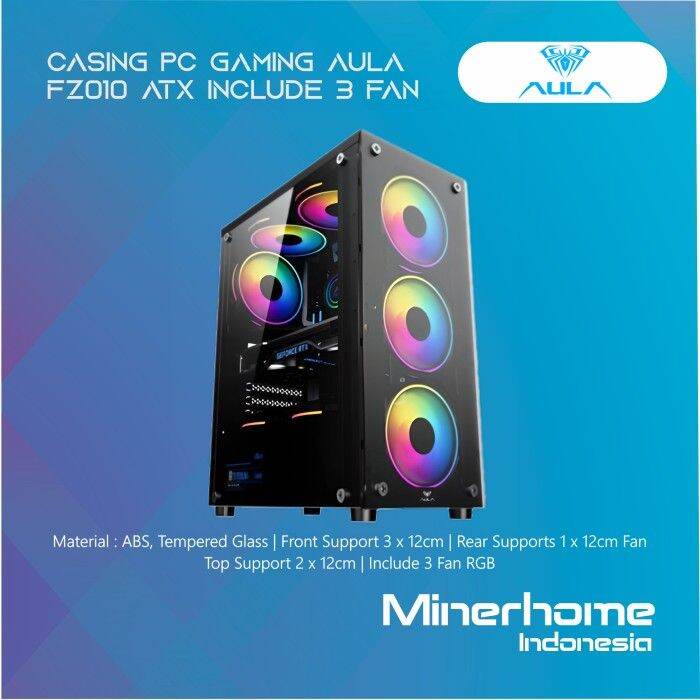 Casing PC Gaming AULA FZ010 ATX include 3 Fan RGB - Casing AULA FZ 010 ...