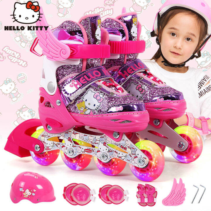 HelloKitty Hello Kitty roller skates children's roller skates all-flash ...