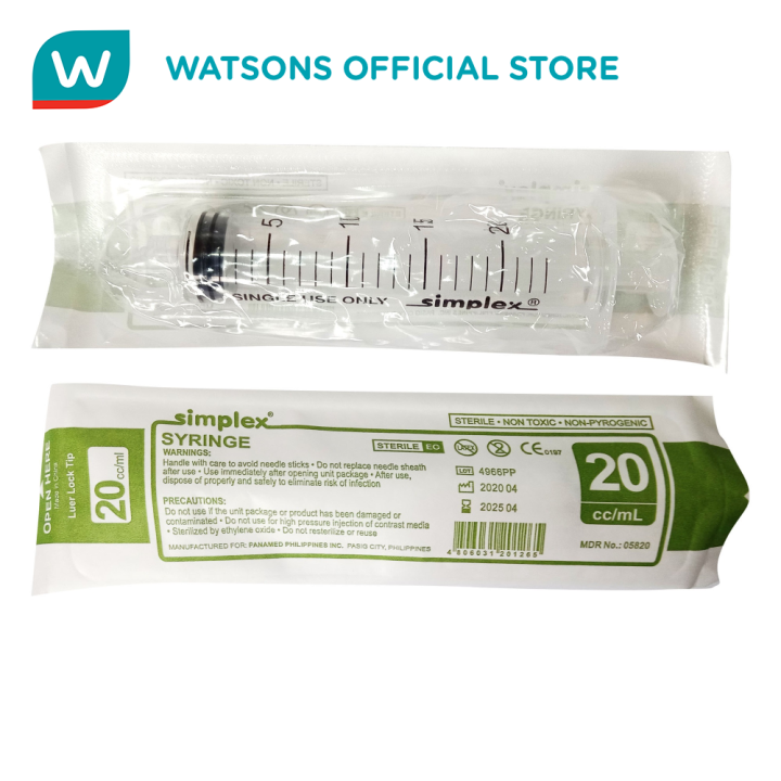 SIMPLEX Disposable Syringe 20cc/ml 1 Syringe per piece | Lazada PH