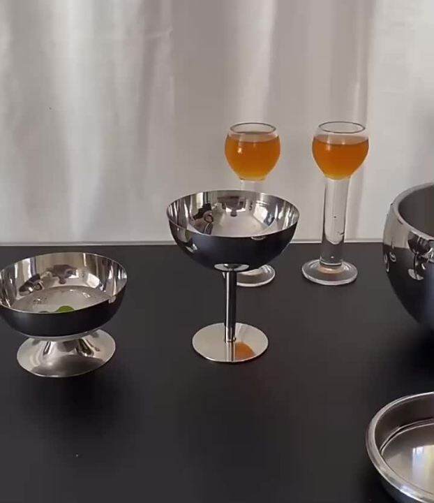 2023สแตนเลส G Oblet สร้างสรรค์ค๊อกเทลไวน์ถ้วยไอศครีมถ้วยชามขนมตกแต่ง ...