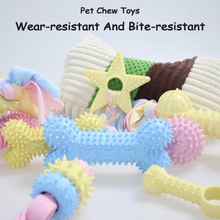 Macaron Colors Pet Dog Toys Dog Chews TPR Knot Toys Bite Resistant Molar Teeth Cleaning Dog ...