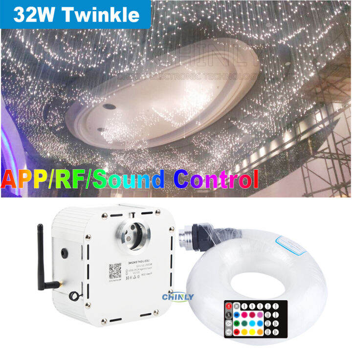 Bluetooth Control 32W RGBW Twinkle Fiber Optic Light Music RF ...