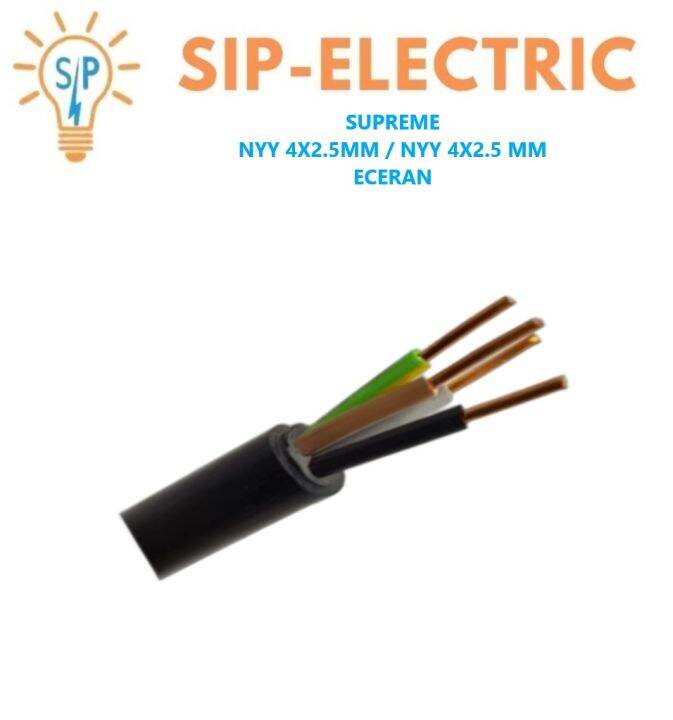 KABEL SUPREME NYY 4X2,5 MM HITAM TUNGGAL KAWAT 4X2.5 MM ECERAN 1 METER ...