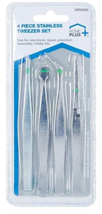 HOME PLUS 4 Piece Stainless Steel Tweezer Set | Lazada PH