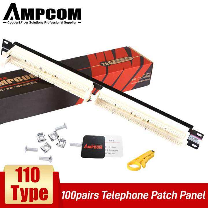 AMPCOM Telephone Patch Panel, 19" Cabinet Rack 100 Pairs Telephone ...