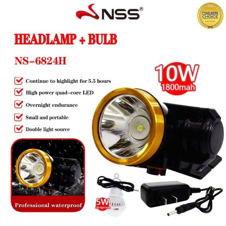 ♗☸ Nss 2 in 1 Head lamp rechargeable 1800mAh 15W Lithium battery Plus ...