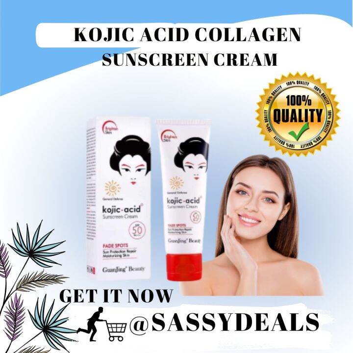 100% Very Effective Original KOJIC ACID COLLAGEN WHITENING SUNSCREEN CREAM SPF 50 - Face Whole ...