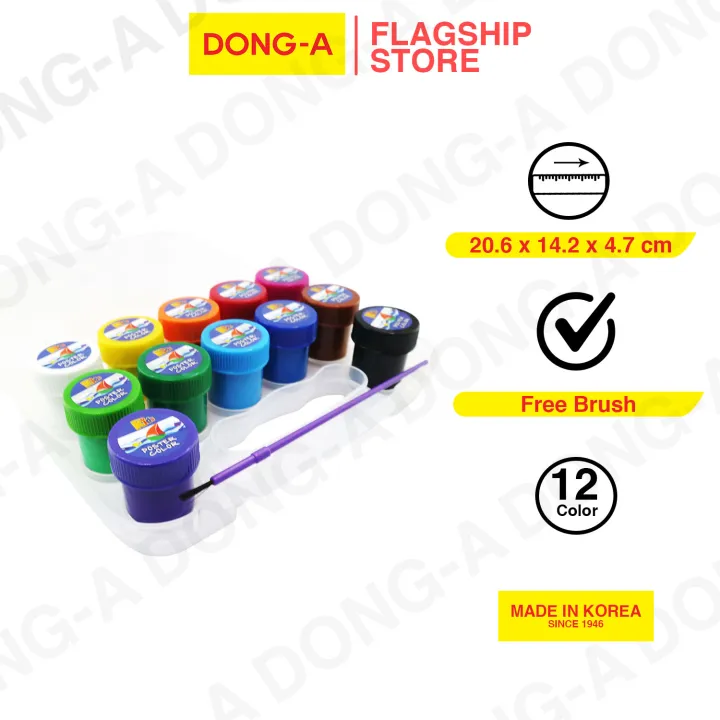 Dong-A Kids Poster Color 12 colors ( BOTTLE TYPE ) [ 119097 ] | Lazada PH