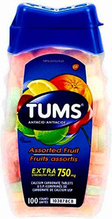Tums Antacid Extra Strength 750 mg / 100 Chewable Tablets for Heartburn ...