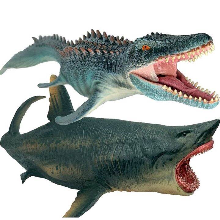 Megalodon Mosasaur Movable Jaw sea animal Collectibles toys cake topper ...