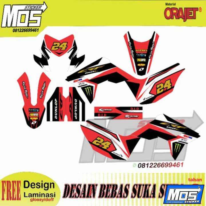 Decal motor honda CRF 150 L merah kombinasi putih keren full body ...