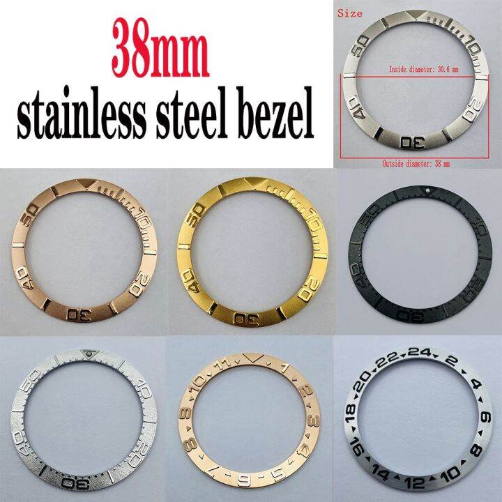 38Mm Top Sterile Carving Stainless Steel Silve/Black/Rose Insert Watch ...